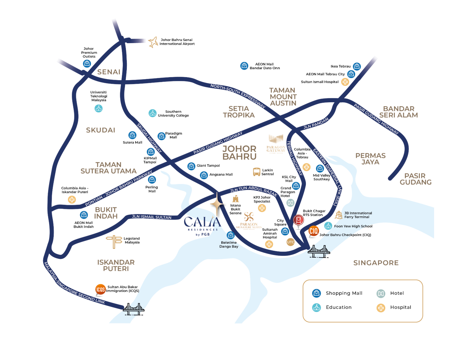 Calia Residences Location | Danga Bay, Johor Bahru